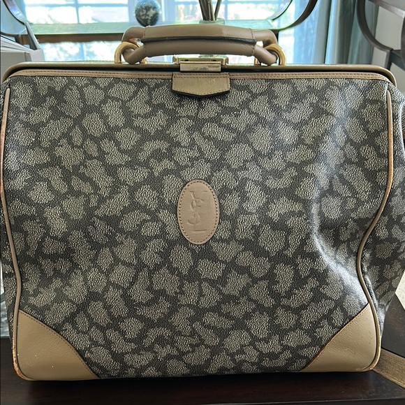 Yves Saint Laurent | Bags | Vintage Ysl Duffle Gray And Tan With ...